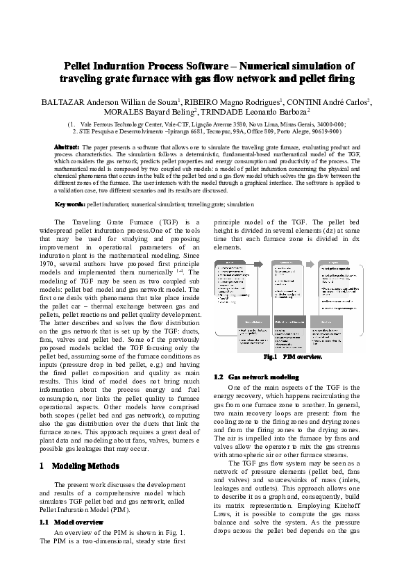 (PDF) Pellet Induration Process Software – Numerical simulation of traveling grate furnace with ...