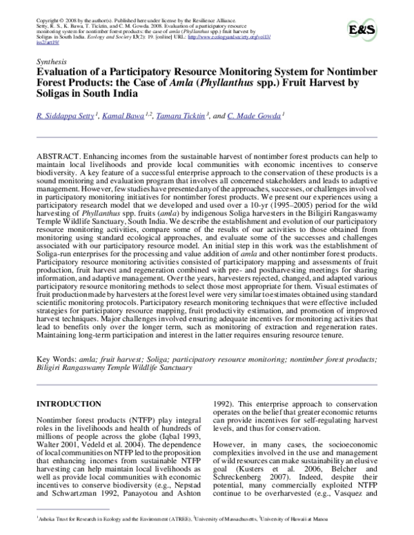 (PDF) Evaluation of a Participatory Resource Monitoring System for ...
