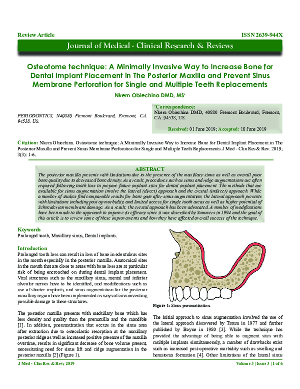 (PDF) Osteotome technique: A Minimally Invasive Way to Increase Bone ...