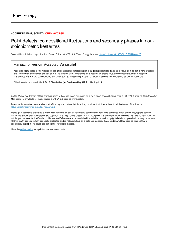 (PDF) Point defects, compositional fluctuations and secondary phases in ...