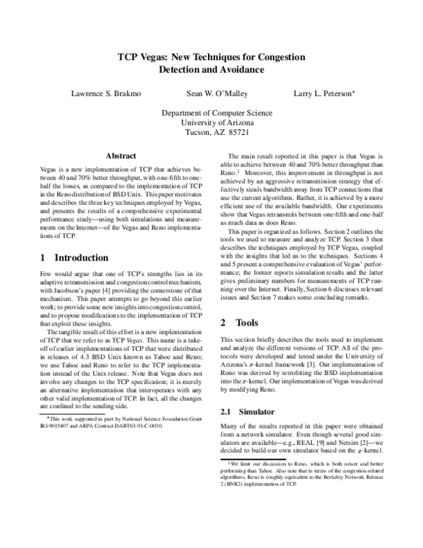 (PDF) TCP Vegas