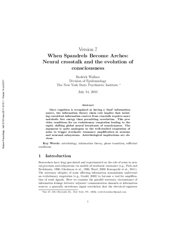 (PDF) When Spandrels Become Arches: Neural crosstalk and the evolution ...