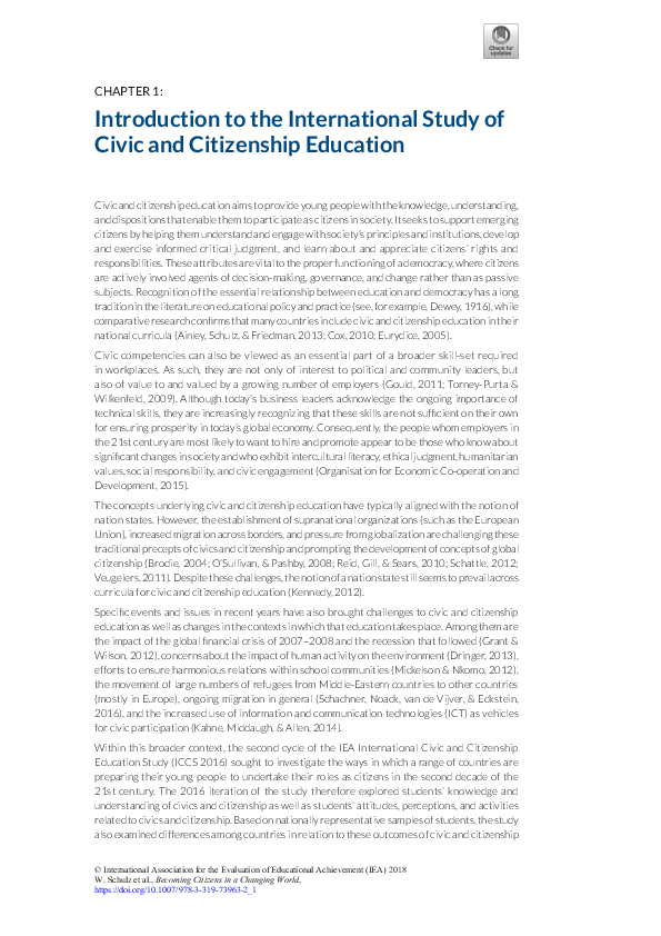 (PDF) Introduction to the International Study of Civic and Citizenship ...