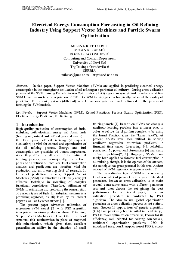 (PDF) Electrical Energy Consumption Forecasting in Oil Refining Industry Using Support Vector ...