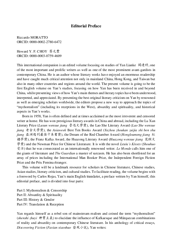 (PDF) Editorial Preface