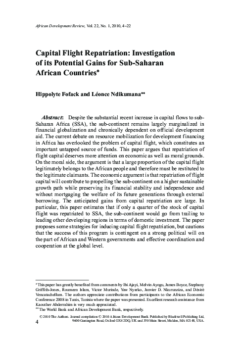 (PDF) Capital Flight Repatriation: Investigation of its Potential Gains ...