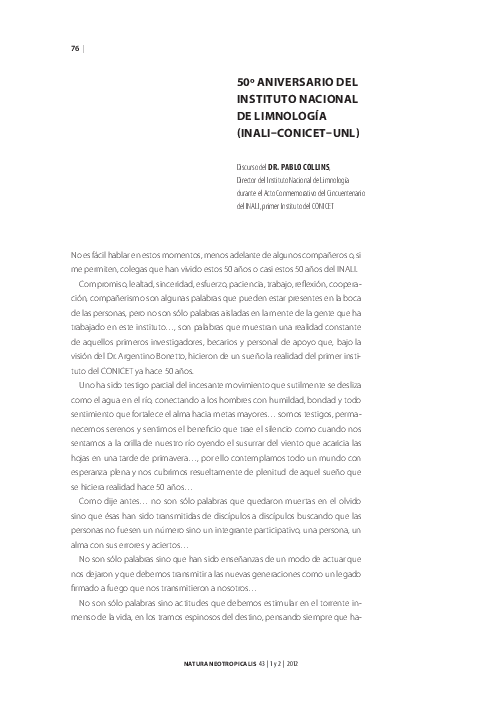 (PDF) 50º Aniversario del Instituto Nacional de Limnología (INALI ...