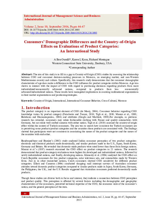 (PDF) Consumers’ Demographic Differences and the Country-of-Origin ...