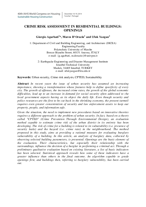 (PDF) Crime Risk Assessment in Residential Buildings: Openings