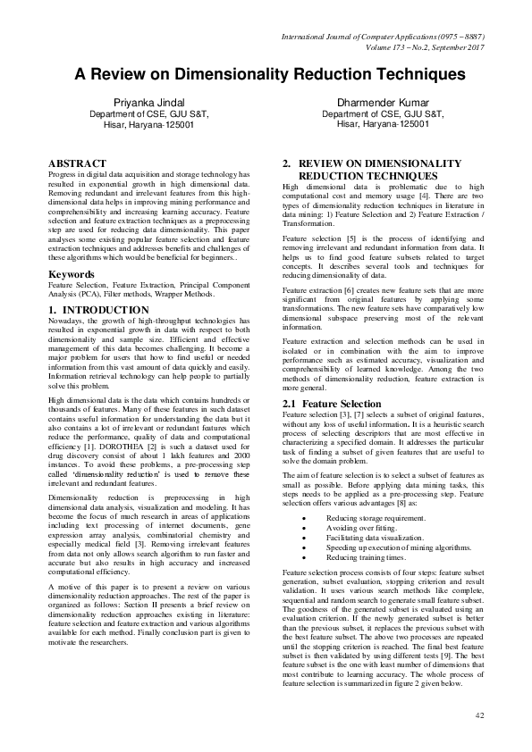 (PDF) A Review on Dimensionality Reduction Techniques