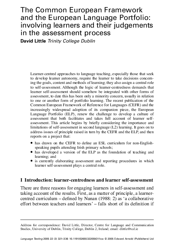 (PDF) The common European framework and the European language portfolio ...