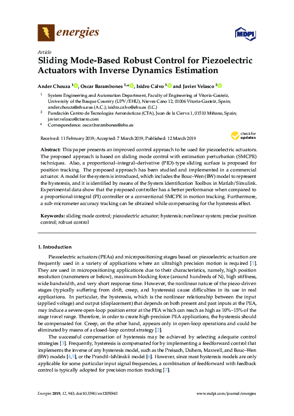 (PDF) Sliding Mode-Based Robust Control for Piezoelectric Actuators ...