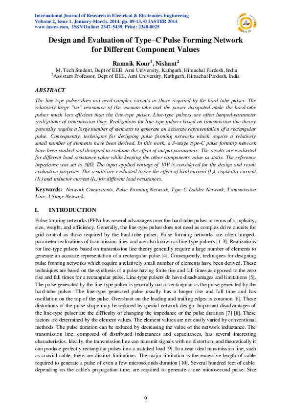 (PDF) Design and Evaluation of Type–C Pulse Forming Network for ...