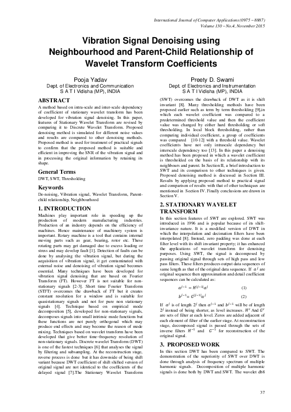 (PDF) Vibration Signal Denoising using Neighbourhood and Parent-Child Relationship of Wavelet ...