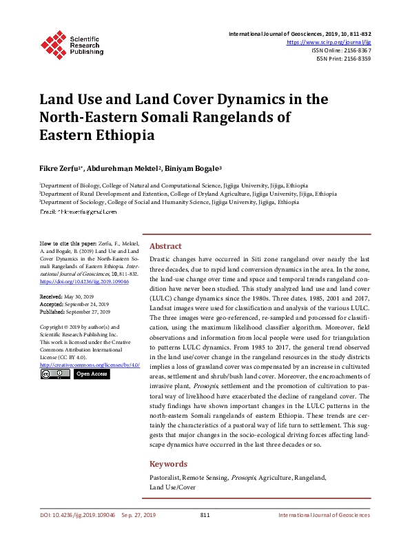 (PDF) Land Use and Land Cover Dynamics in the North-Eastern Somali ...