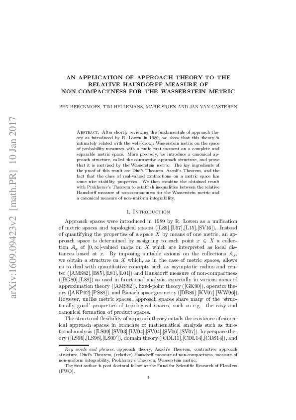 Pdf An Application Of Approach Theory To The Relative Hausdorff Measure Of Non Compactness For