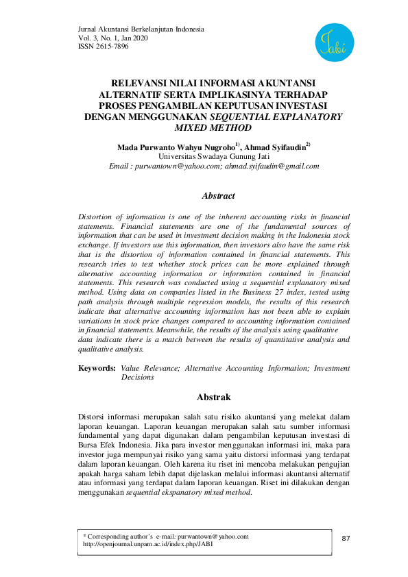 (PDF) Relevansi Nilai Informasi Akuntansi Alternatif Serta Implikasinya ...