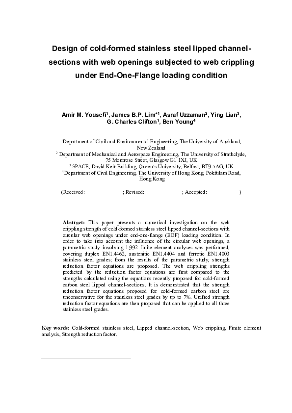 (PDF) Design of cold-formed stainless steel lipped channel sections ...