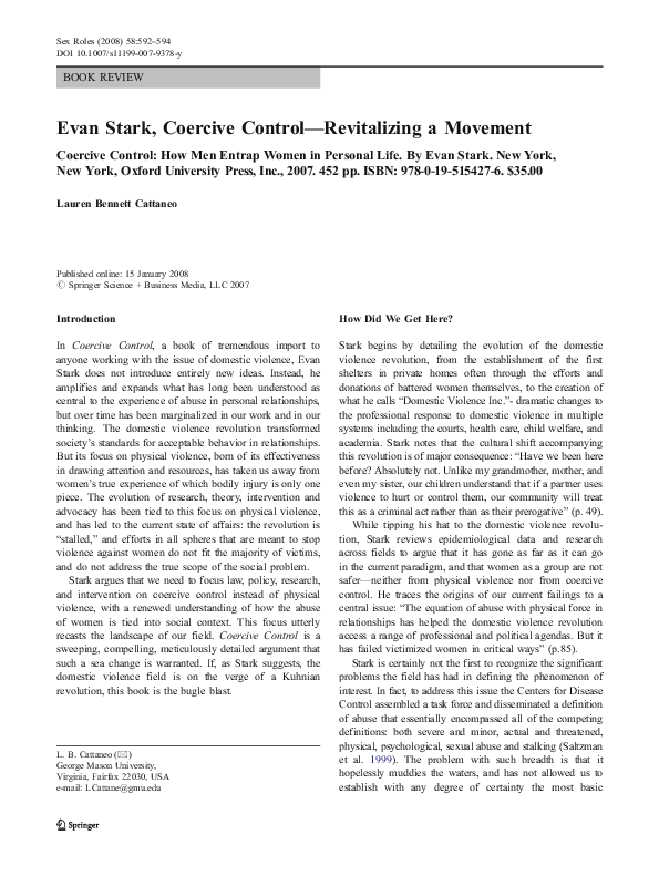 (PDF) Evan Stark, Coercive Control—Revitalizing a Movement
