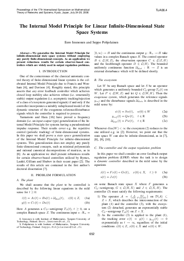 (PDF) Generalizing the Internal Model Principle in Infinite Dimensions