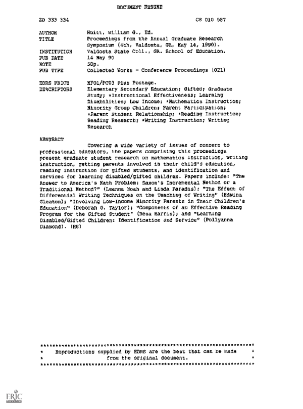 (PDF) Proceedings from the Annual Graduate Research Symposium (4th ...