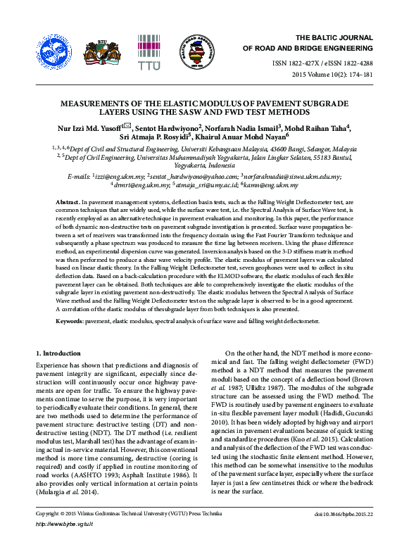 (PDF) Measurements of the elastic modulus of pavement subgrade layers using the SASW and FWD ...
