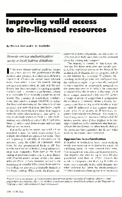 (PDF) Improving valid access to site-licensed resources