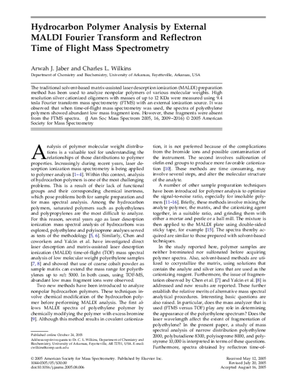 (PDF) Hydrocarbon polymer analysis by external MALDI fourier transform ...