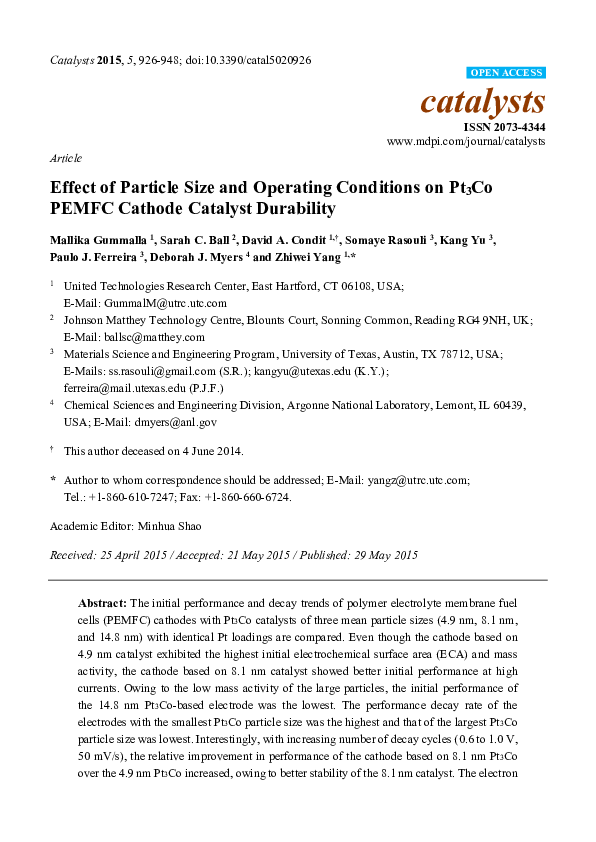 (PDF) Effect of Particle Size and Operating Conditions on Pt3Co PEMFC ...