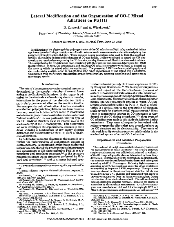(PDF) Lateral modification and the organization of carbon monoxide ...