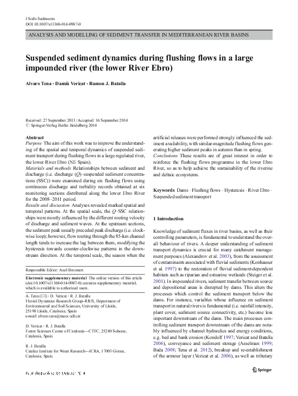 (PDF) Suspended sediment dynamics during flushing flows in a large ...