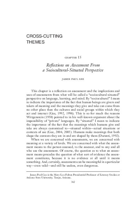 (PDF) chapter 15 Reflections on Assessment From a Sociocultural ...