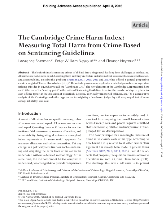 (PDF) The Cambridge Crime Harm Index: Measuring Total Harm from Crime ...