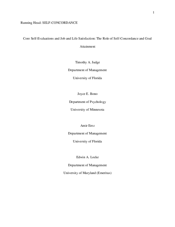(PDF) Core Self-Evaluations and Job and Life Satisfaction: The Role of ...