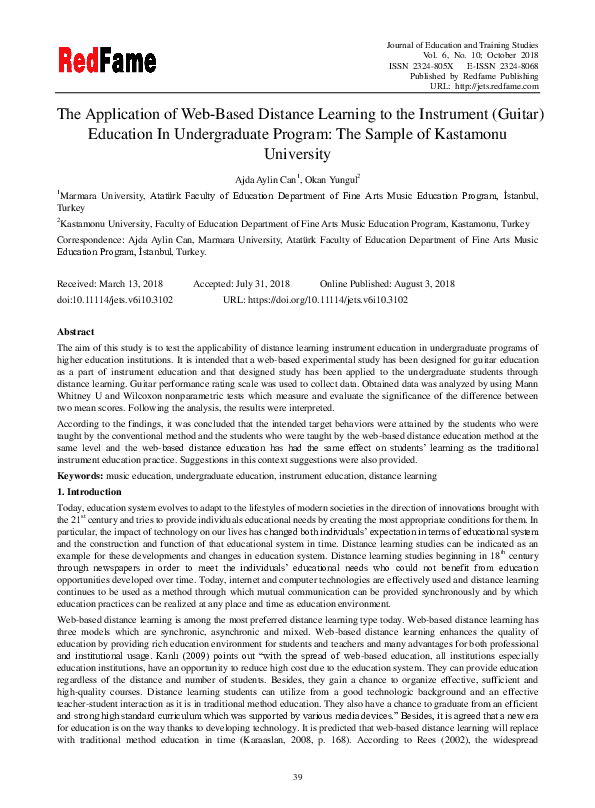 (PDF) The Application of Web-Based Distance Learning to the Instrument ...