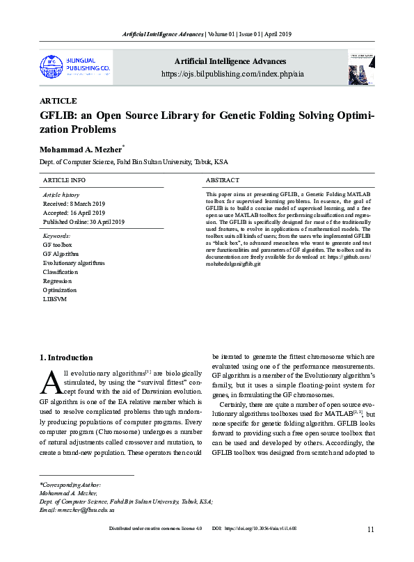 Pdf Gflib An Open Source Library For Genetic Folding Solving Optimization Problems
