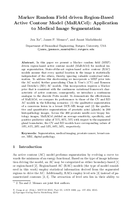 (PDF) Markov random field driven region-based active contour model (MaRACel): application to ...