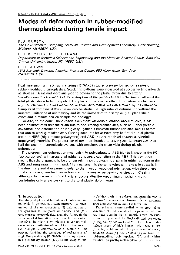 (PDF) Modes of deformation in rubber-modified thermoplastics during tensile impact