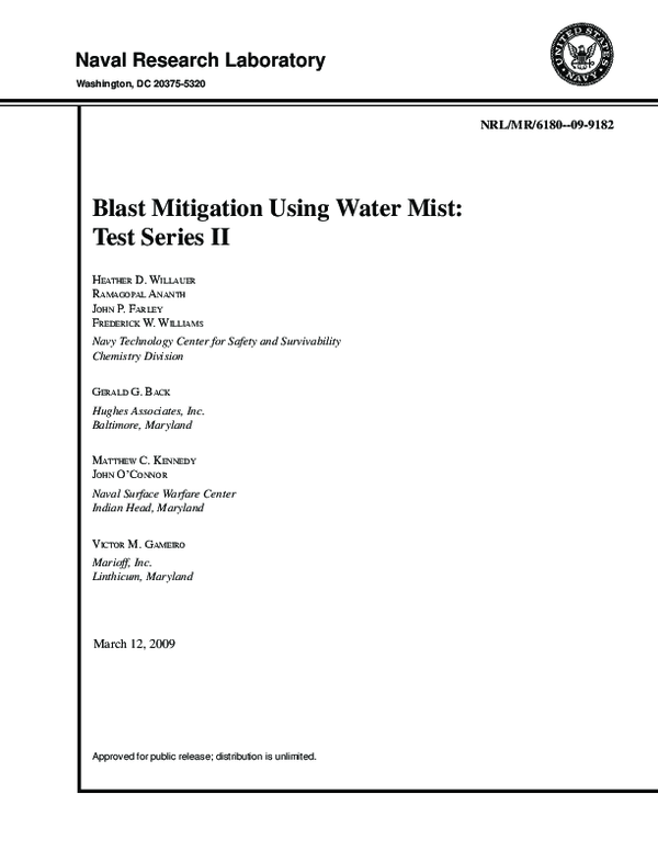(PDF) Blast Mitigation Using Water Mist: Test Series II