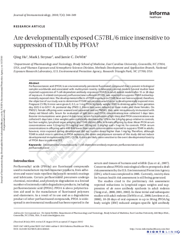 (PDF) Are developmentally exposed C57BL/6 mice insensitive to ...