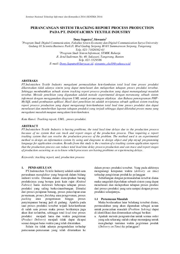 (PDF) Perancangan Sistem Tracking Report Process Production Pada Pt ...