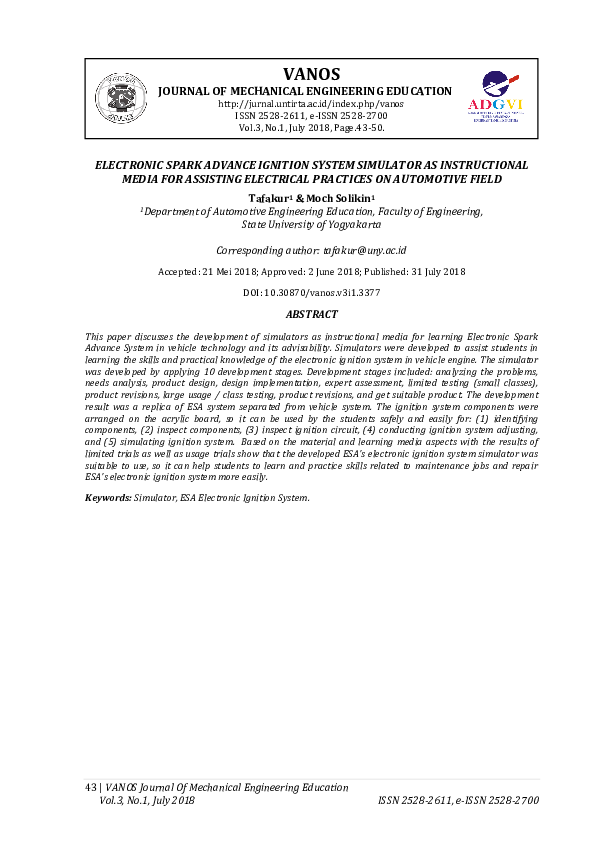 (PDF) ELECTRONIC SPARK ADVANCE IGNITION SYSTEM SIMULATOR AS ...