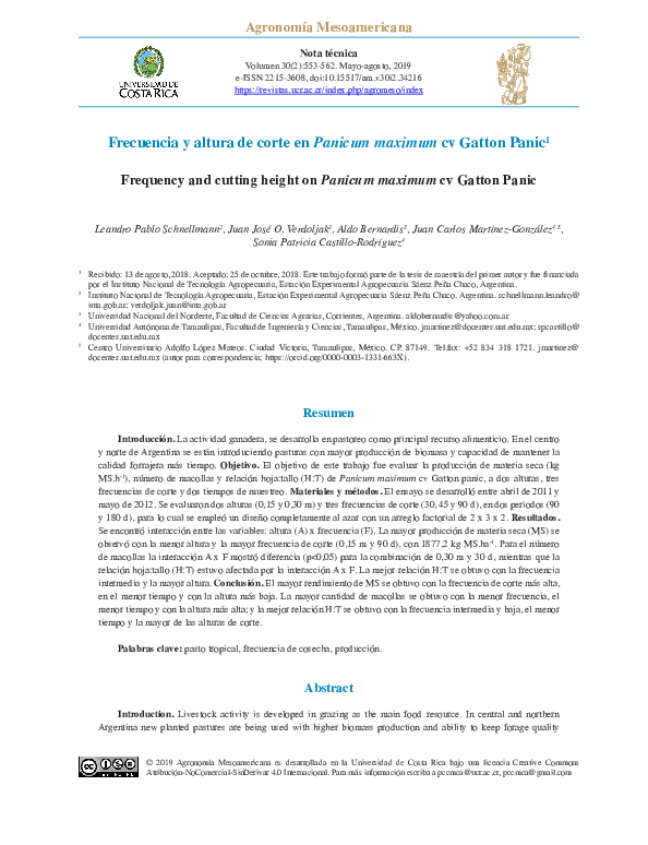 (PDF) Frecuencia y altura de corte en Panicum maximum cv Gatton Panic