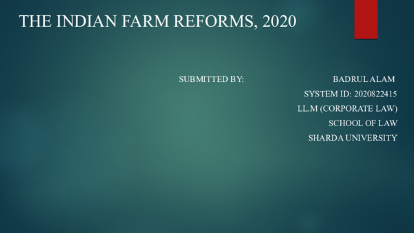 (PPT) Farm Reform Bill 2020 in Inida