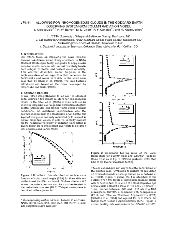 (PDF) JP4. 11 Allowing for Inhomogeneous Clouds in the Goddard Earth ...
