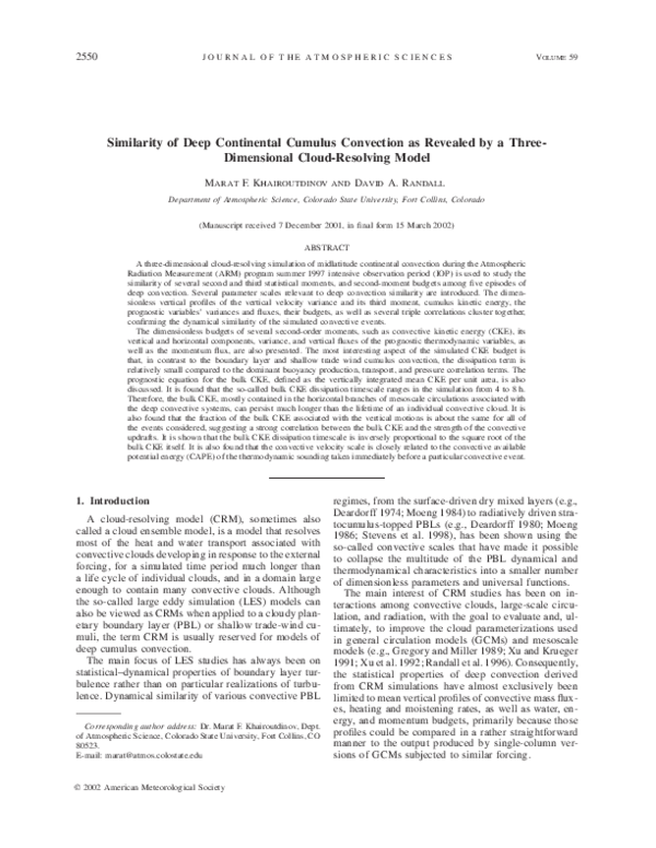 (PDF) Similarity of Deep Continental Cumulus Convection as Revealed by a Three-Dimensional Cloud ...