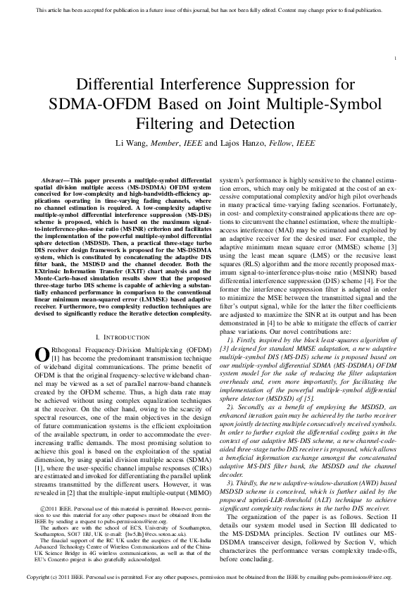 (PDF) Differential Interference Suppression for SDMA-OFDM Based on Joint Multiple-Symbol ...