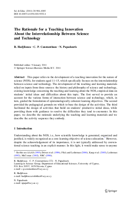 (PDF) The Rationale for a Teaching Innovation About the ...