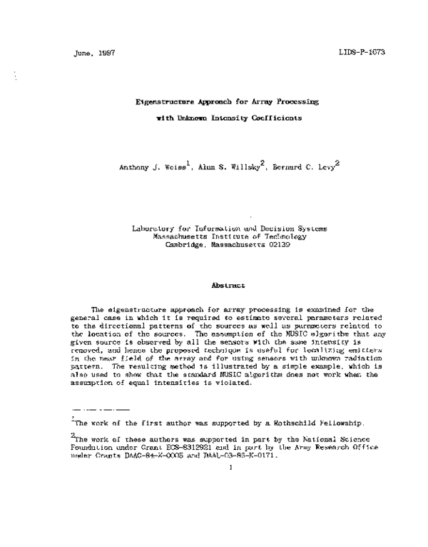 Pdf Eigenstructure Approach For Array Processing With Unknown Intensity Coefficients