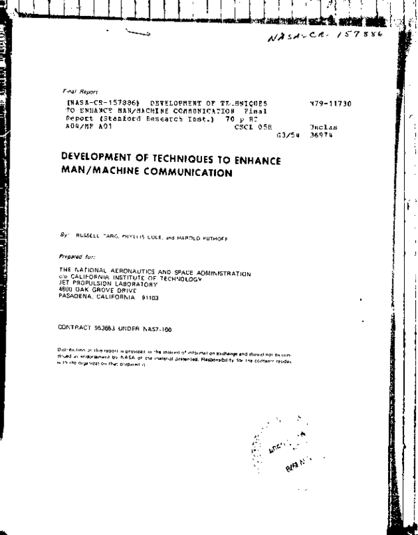 (PDF) Development of techniques to enhance man/machine communication ...